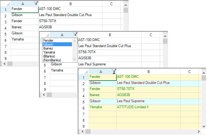 Setting The Appearance Of Filtered Rows