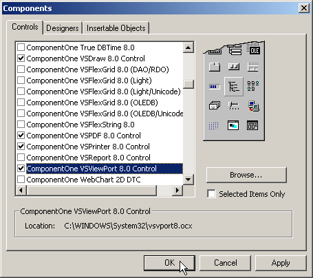 Adding the VSView8 Components to the Toolbox